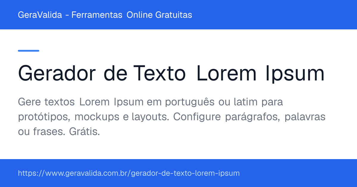 Gerador de Lorem Ipsum em Português Grátis | GeraValida