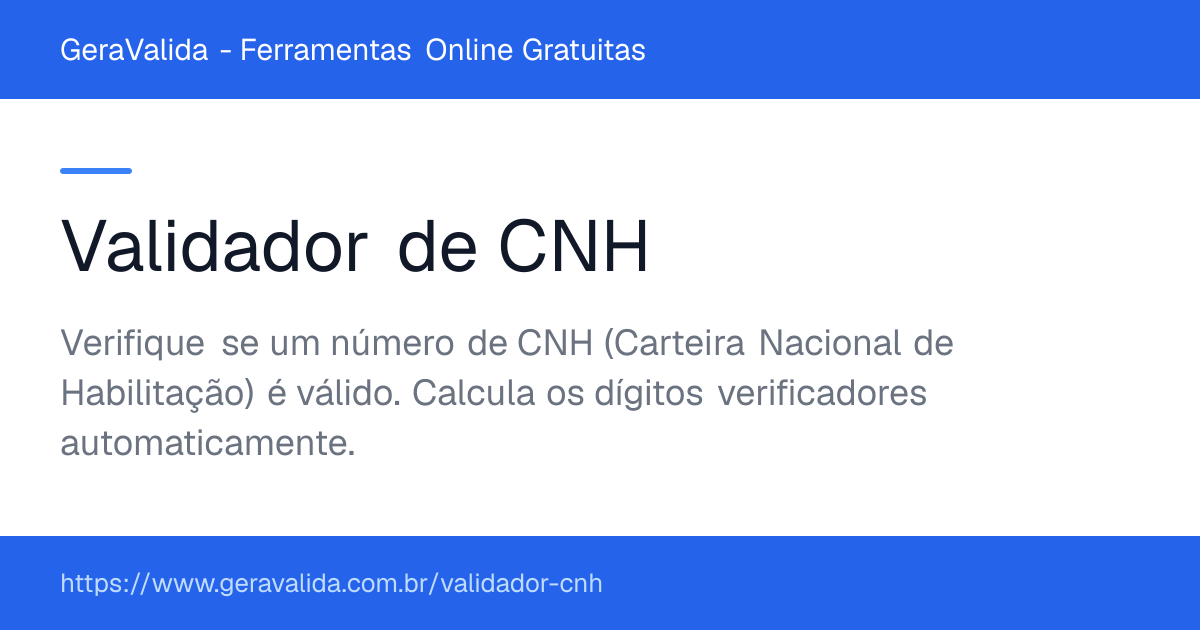Validador de CNH Online Grátis | GeraValida